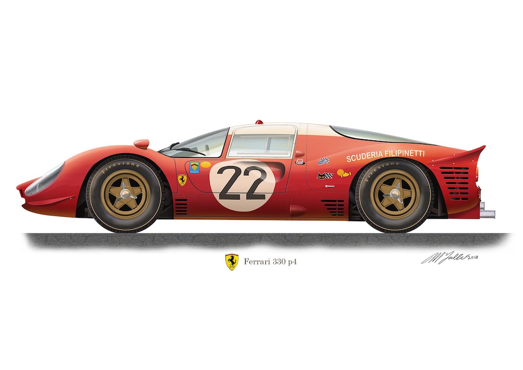 Ferrari 330 Profile Artwork, A3 Print Classic Racing Car - Etsy