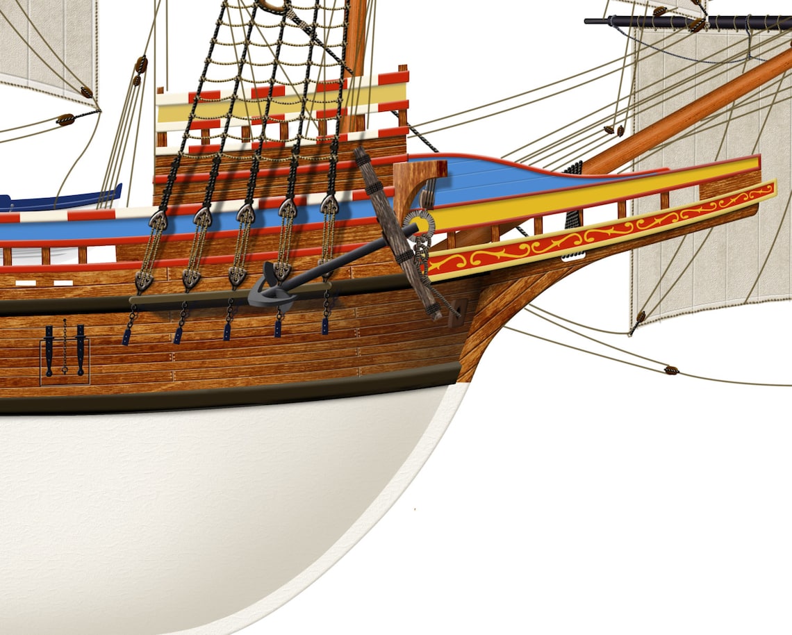 The Mayflower 1620 Pilgrim Fathers Profile Artwork, A3 Print Sailing ...