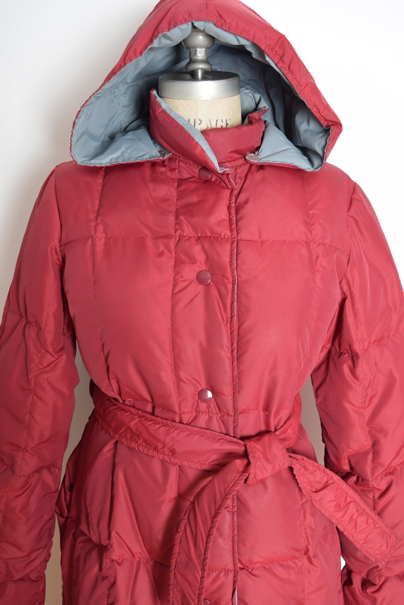 Vintage 80s Puffer Coat Down Puffy Parka Jacket Burgundy - Etsy