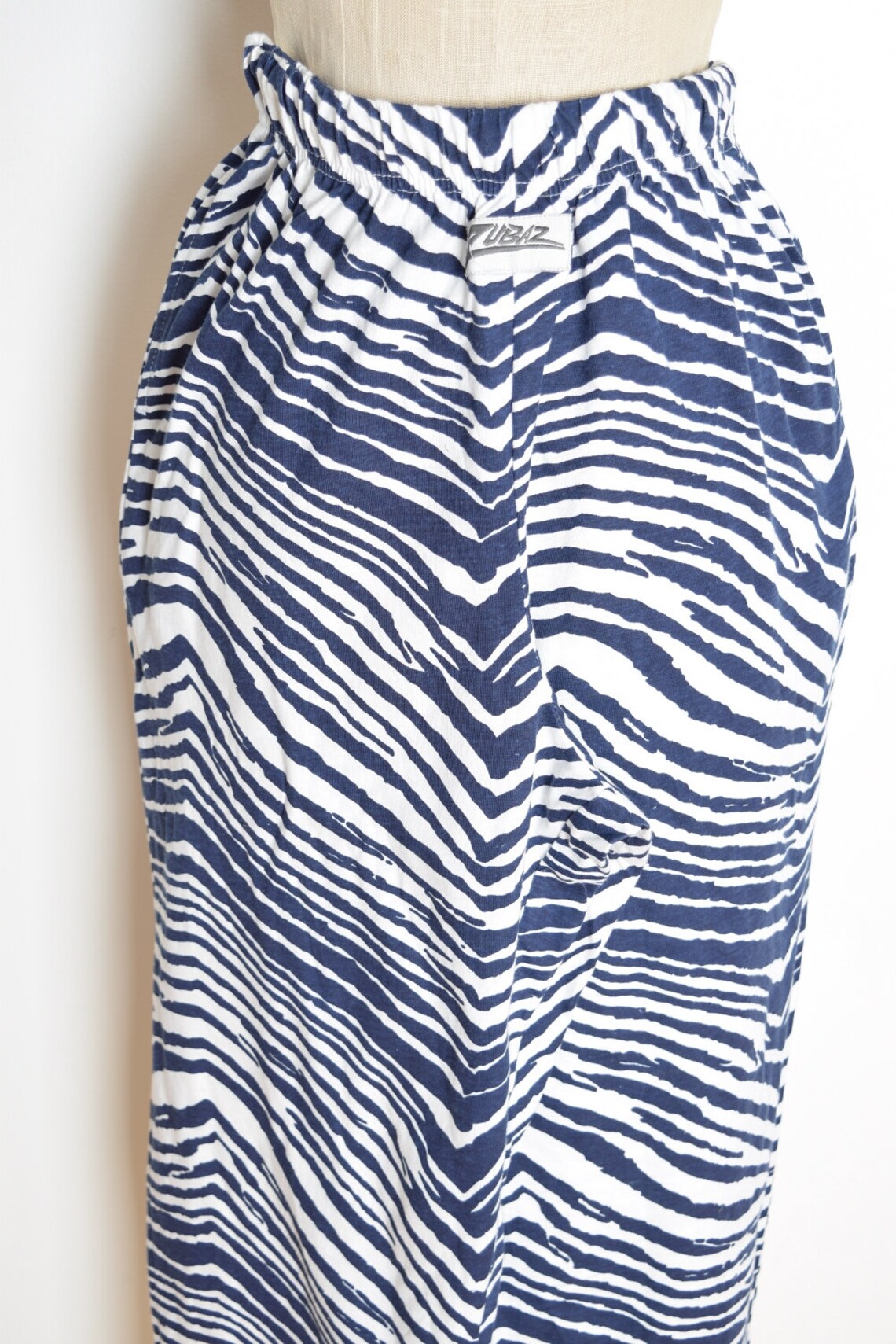 Vintage 90s Pants ZUBAZ Navy White Zebra Print High Waisted Etsy
