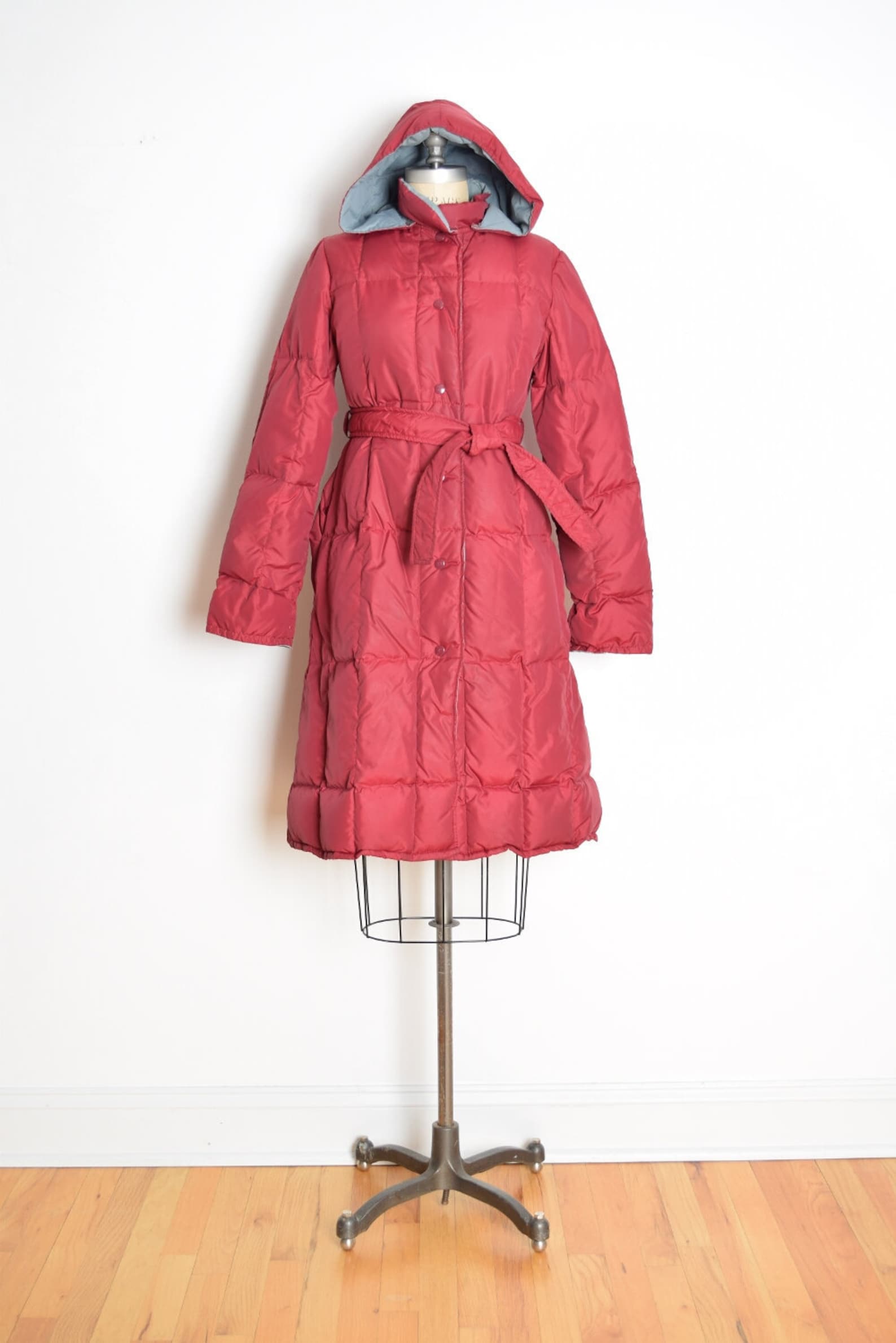 Vintage 80s Puffer Coat Down Puffy Parka Jacket Burgundy - Etsy