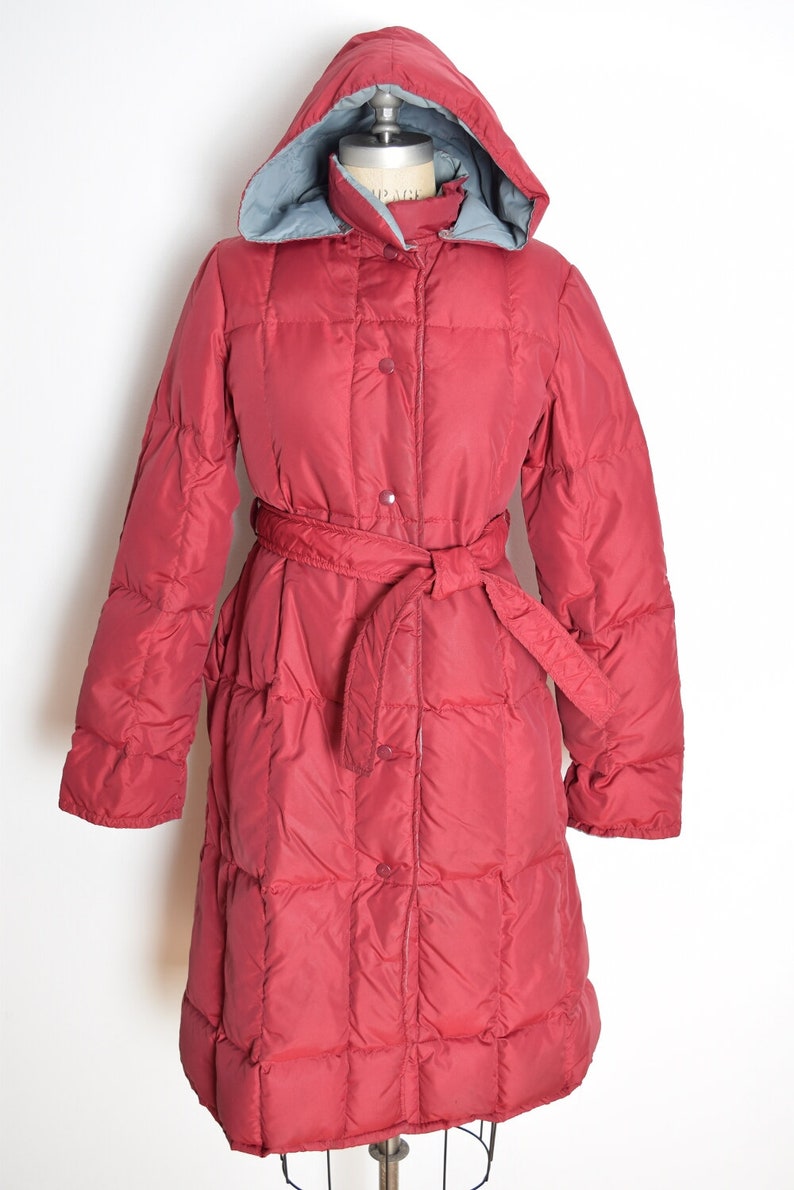 Vintage 80s Puffer Coat Down Puffy Parka Jacket Burgundy - Etsy