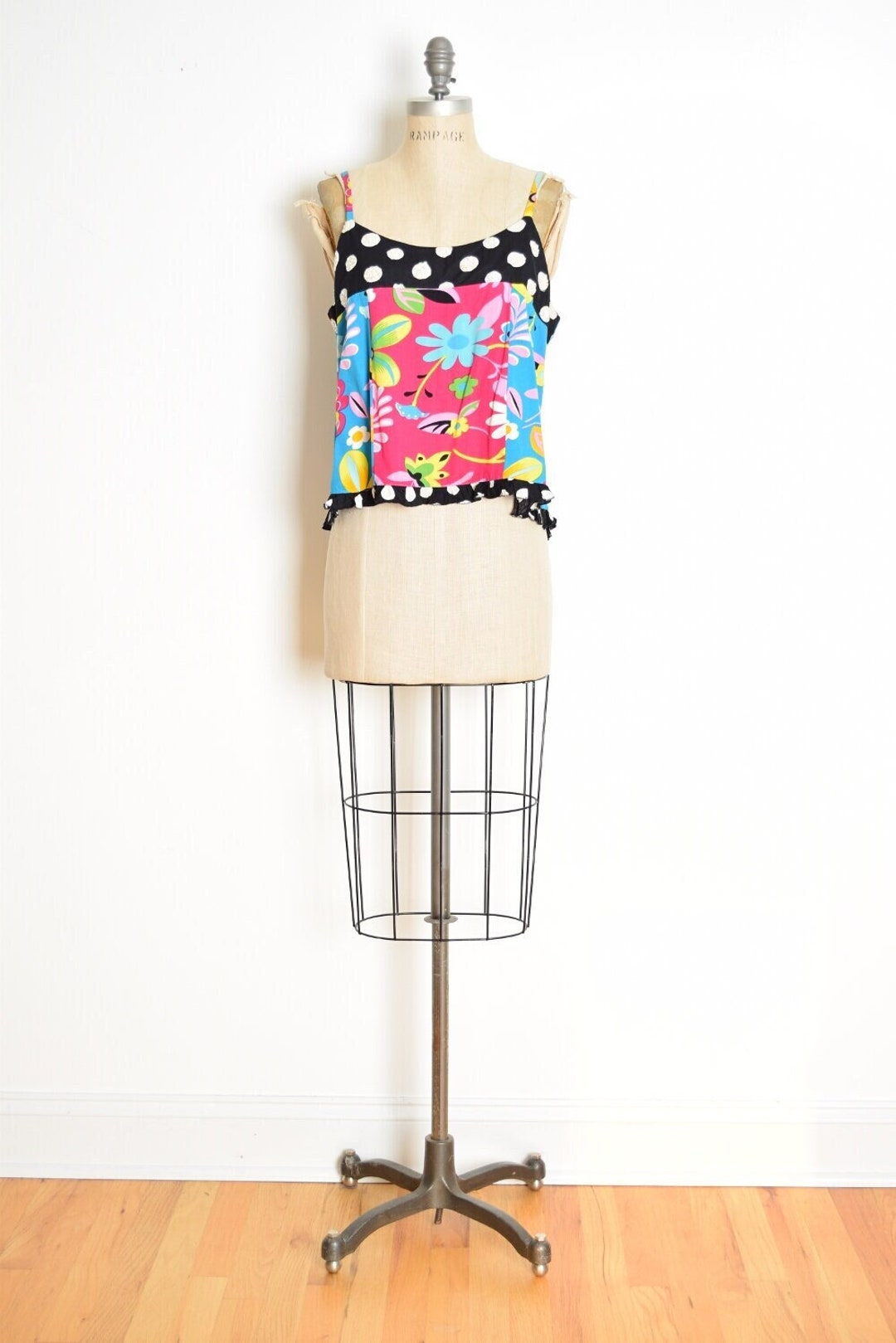 Vintage 90s Crop Top Colorful Floral Print Sequin Cami Tank Top Shirt ...