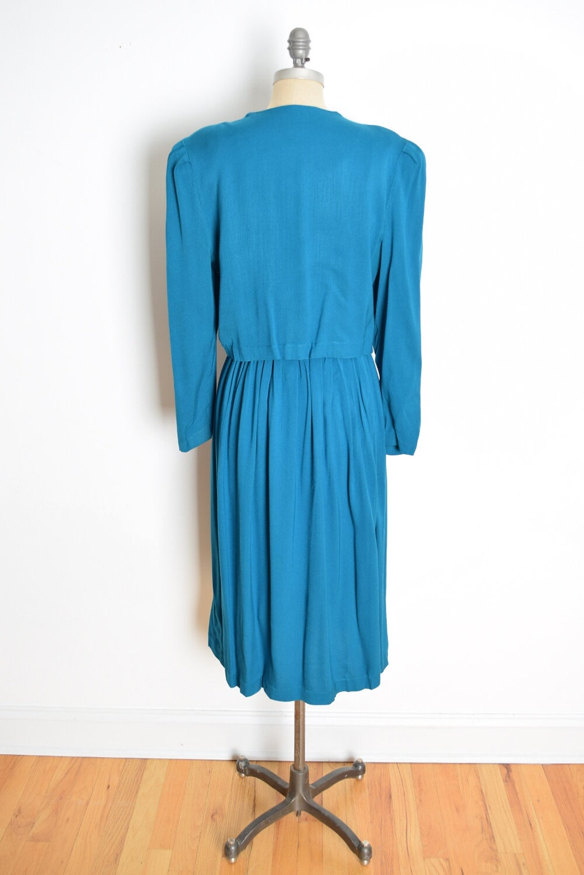 Vintage 80s high waisted jacket skirt set teal crop top jacket | Etsy