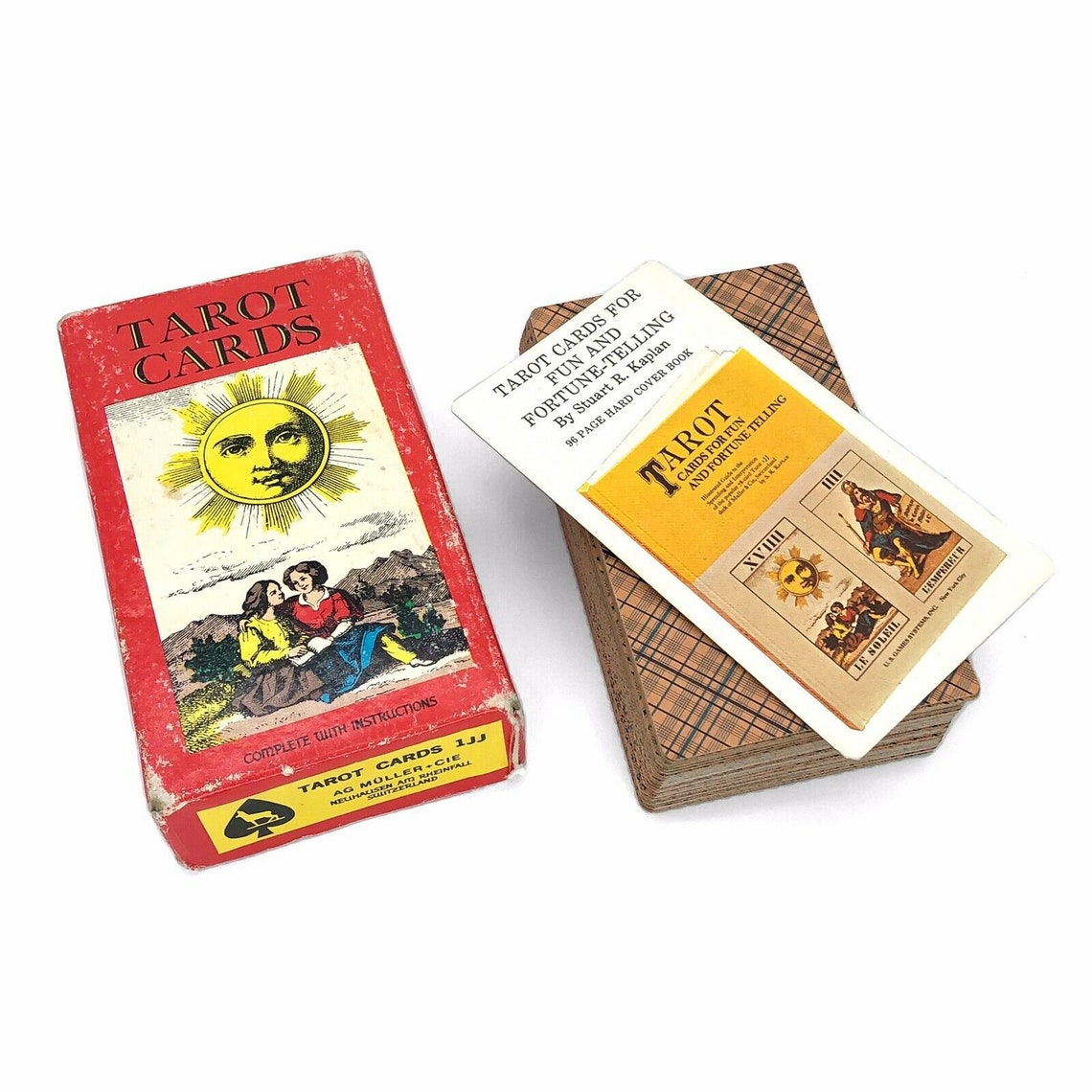 Book+deck_ 1JJ Swiss Tarot Deck, C. 1970, 78 - 4" X 6.5" Cards + 1970 ...