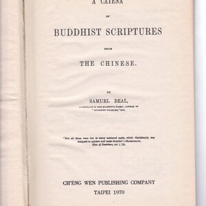 A Catena of Buddhist Scriptures From the Chinese by Samuel Beal 1970 Ch ...