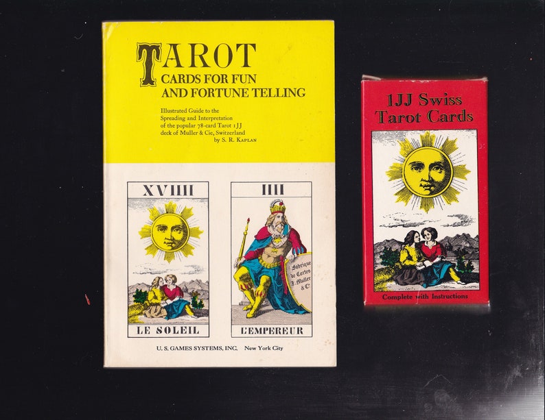 Book+deck_ 1JJ Swiss Tarot Deck, C. 1970, 78 - 4" X 6.5" Cards + 1970 ...