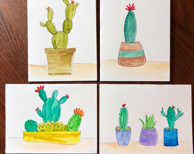 Cactus Note Card Variety Pack, Set of 8 Recycled Paper Greeting Cards ...