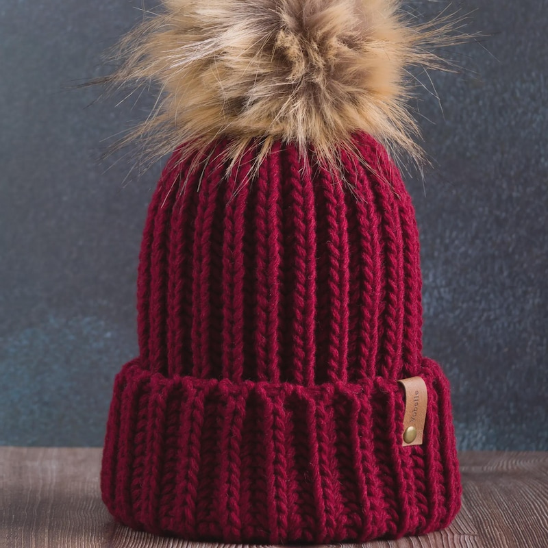 Pom Beanie 100% Wool - Etsy