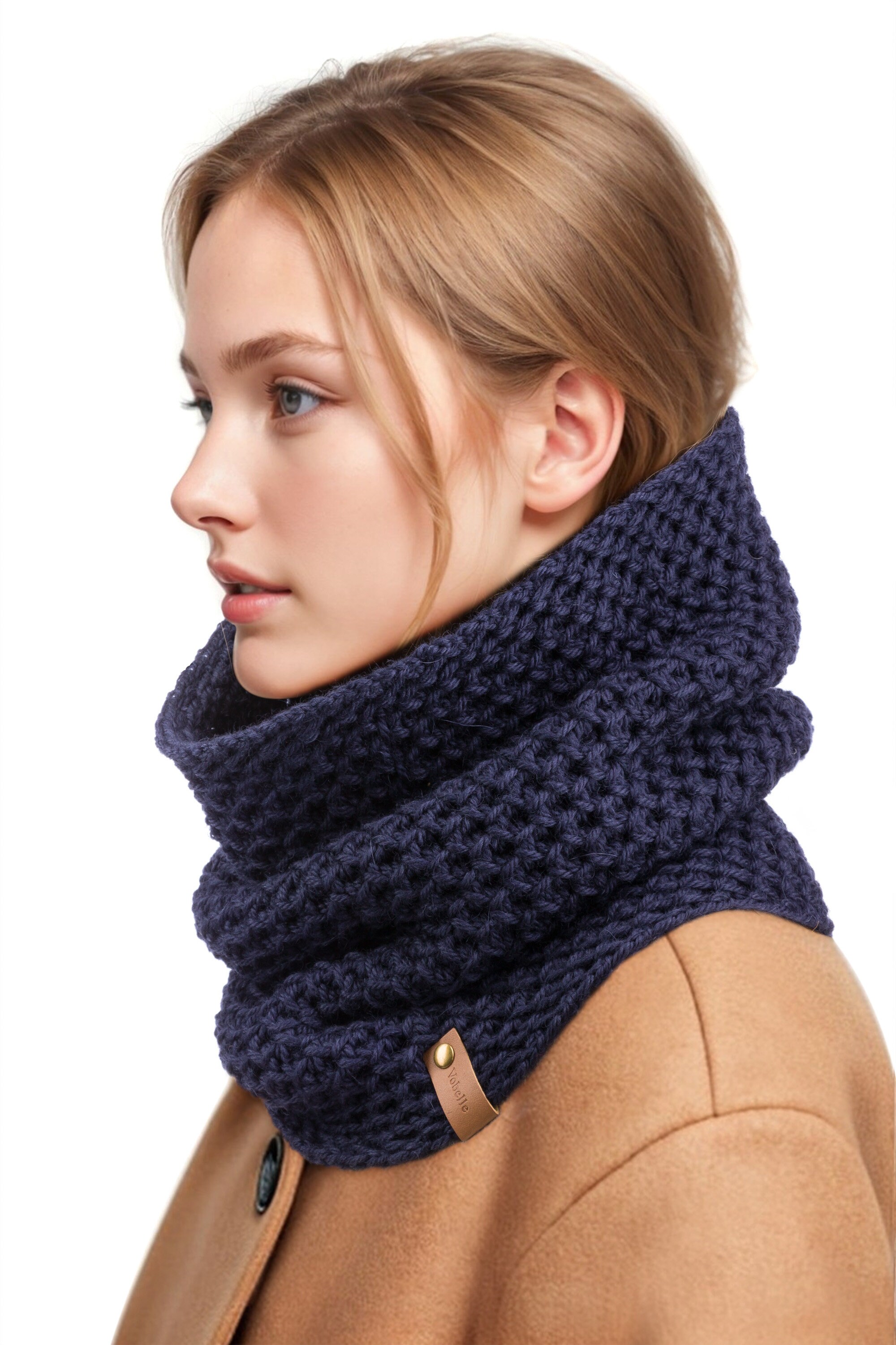 100% Wool Knitted Cowl, Pure Wool Neck Warmer, Womens Tube Scarf Cowl ...