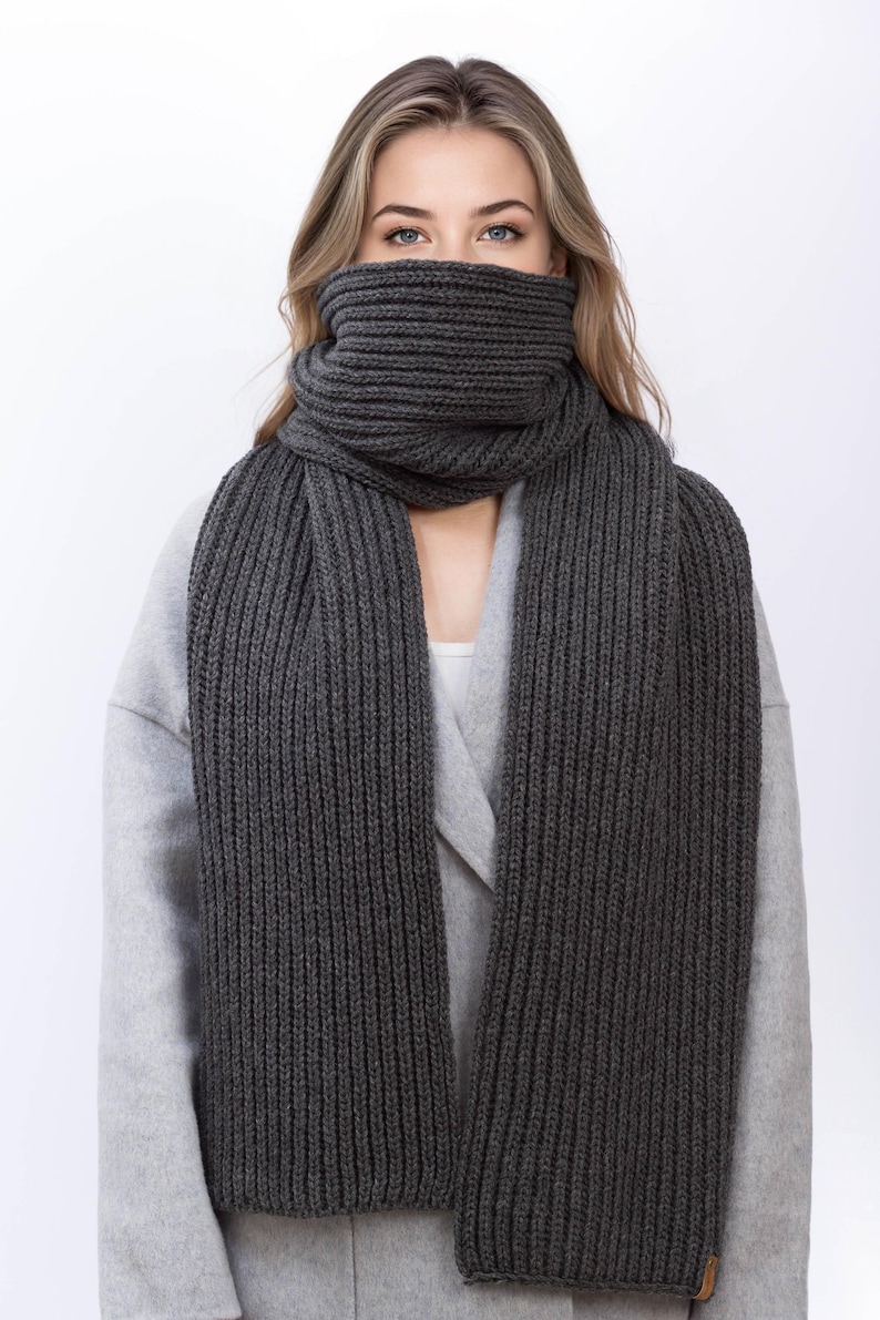 100% Wool Scarf, Handmade Knit Scarf, Extra Long Knit Scarf - Etsy