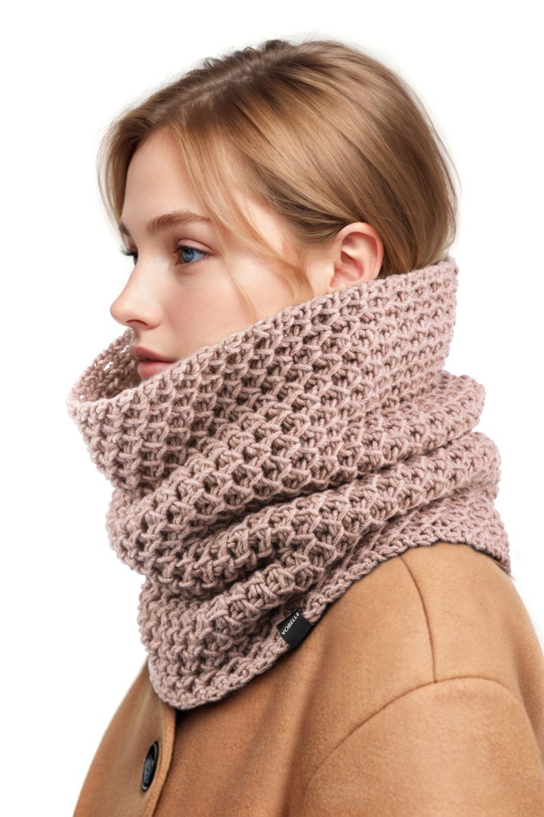 100% Wool Knitted Cowl, Pure Wool Neck Warmer, Womens Tube Scarf Cowl, Unisex Neck Warmer, Knit ...