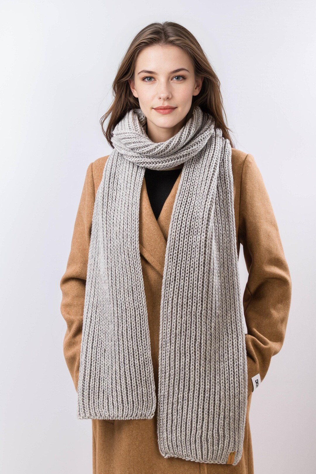 100% Wool Scarf, Handmade Knit Scarf, Extra Long Knit Scarf - Etsy