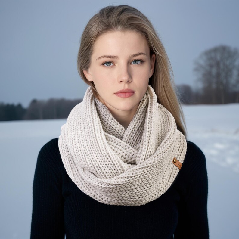 100% Merino Wool Giant Stitch Knit Infinity Scarf Handmade in USA - Etsy