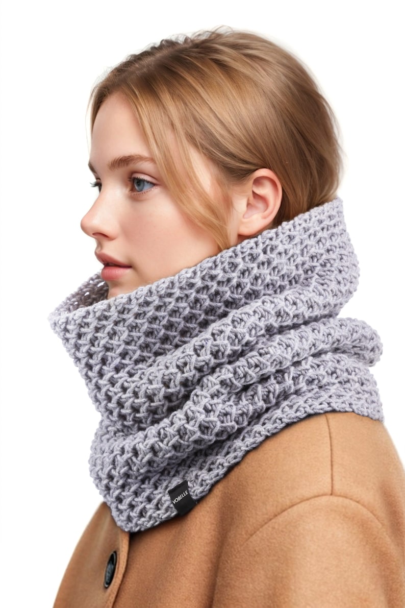 100% Wool Knitted Cowl, Pure Wool Neck Warmer, Womens Tube Scarf Cowl ...