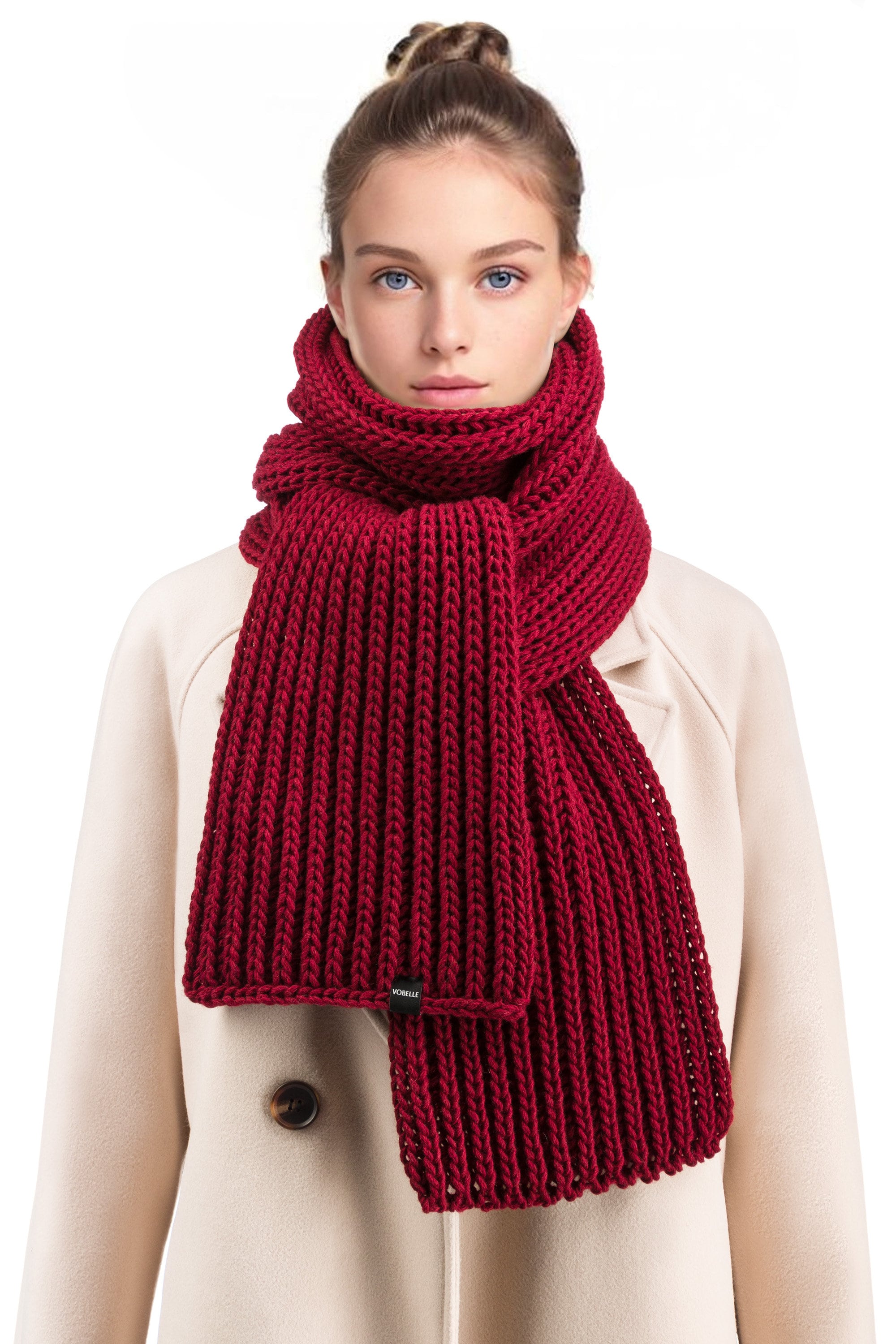 100% Merino Wool Scarf, Extra Long Winter Scarf, Chunky Knit Rib Scarf ...