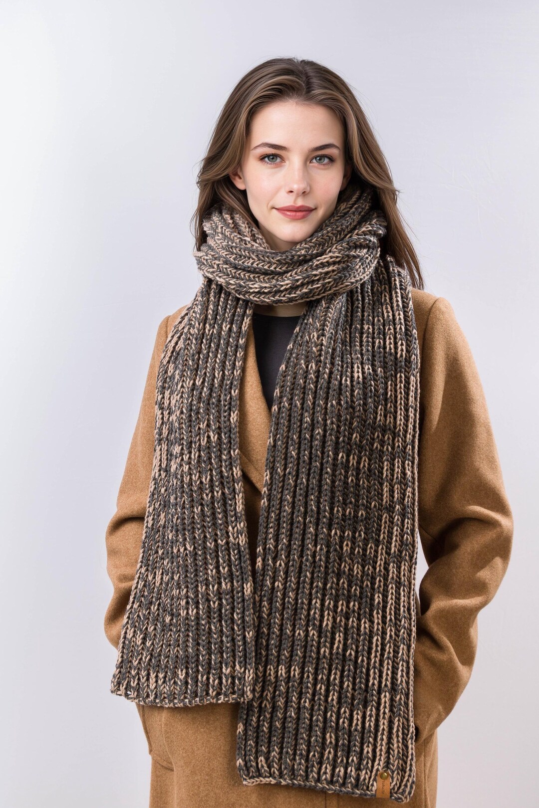100% Merino Wool Chunky Rib Knit Scarf - Etsy