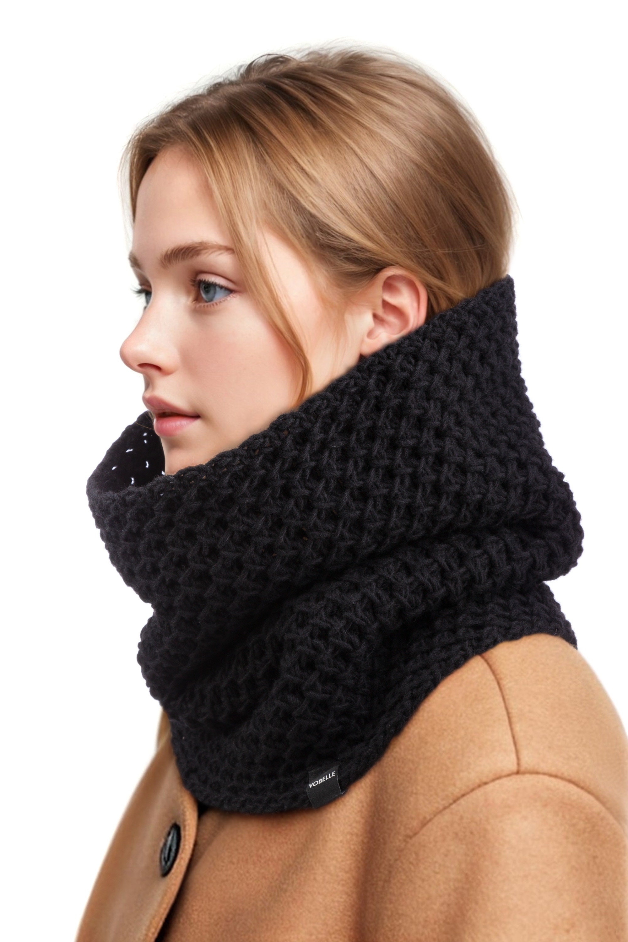 100% Wool Knitted Cowl, Pure Wool Neck Warmer, Womens Tube Scarf Cowl ...