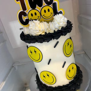 Two Cool Dude Topper, One Cool Dude, Smiley Face Cake Topper, One Happy ...