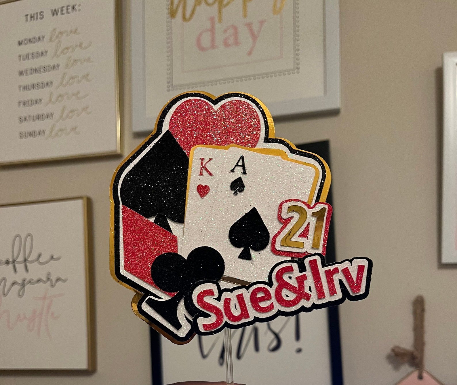 Casino Cake Topper, Playing Cards Cake Topper, Poker Cake Topper ...