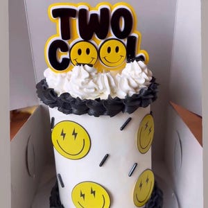 Two Cool Dude Topper, One Cool Dude, Smiley Face Cake Topper, One Happy ...