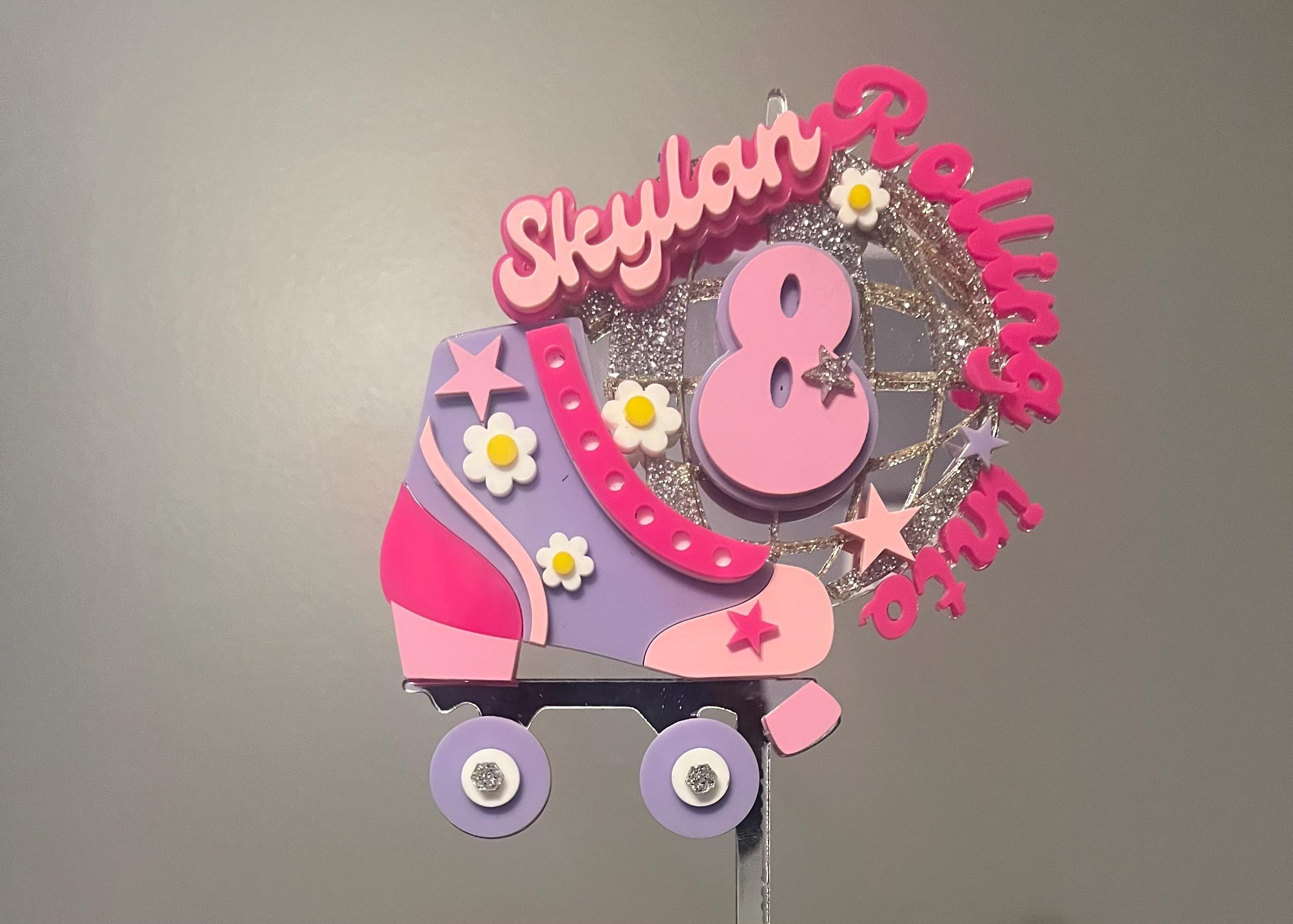 Acrylic Roller Skating Cake Topper, Groovy Roller Skate Cake Topper ...
