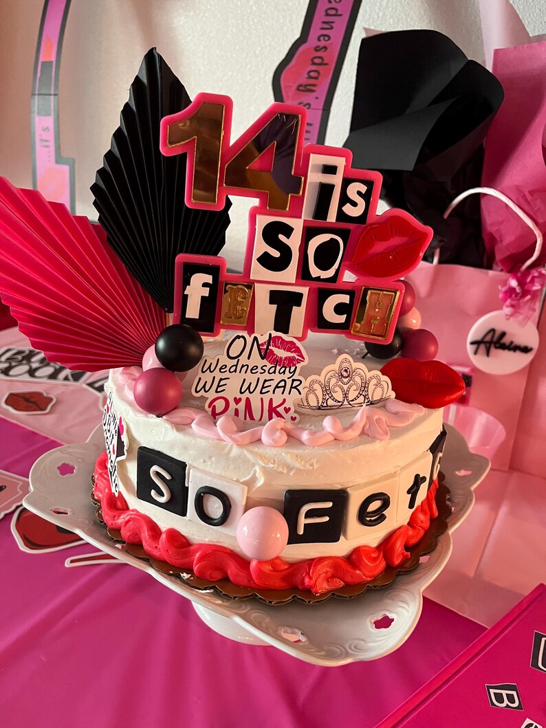 Acrylic Girl Cake Topper, so Fetch Cake Topper, Pink Girls Cake Topper ...