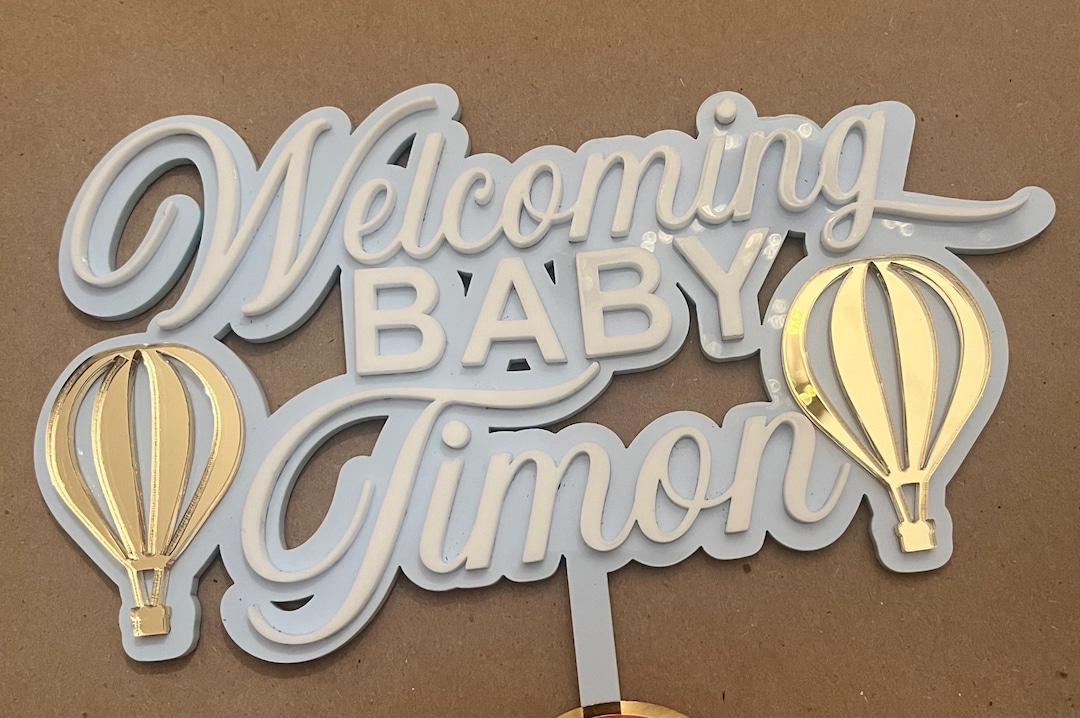 Hot Air Balloon Cake Topper, Acrylic Air Balloon Topper, Welcome Baby ...