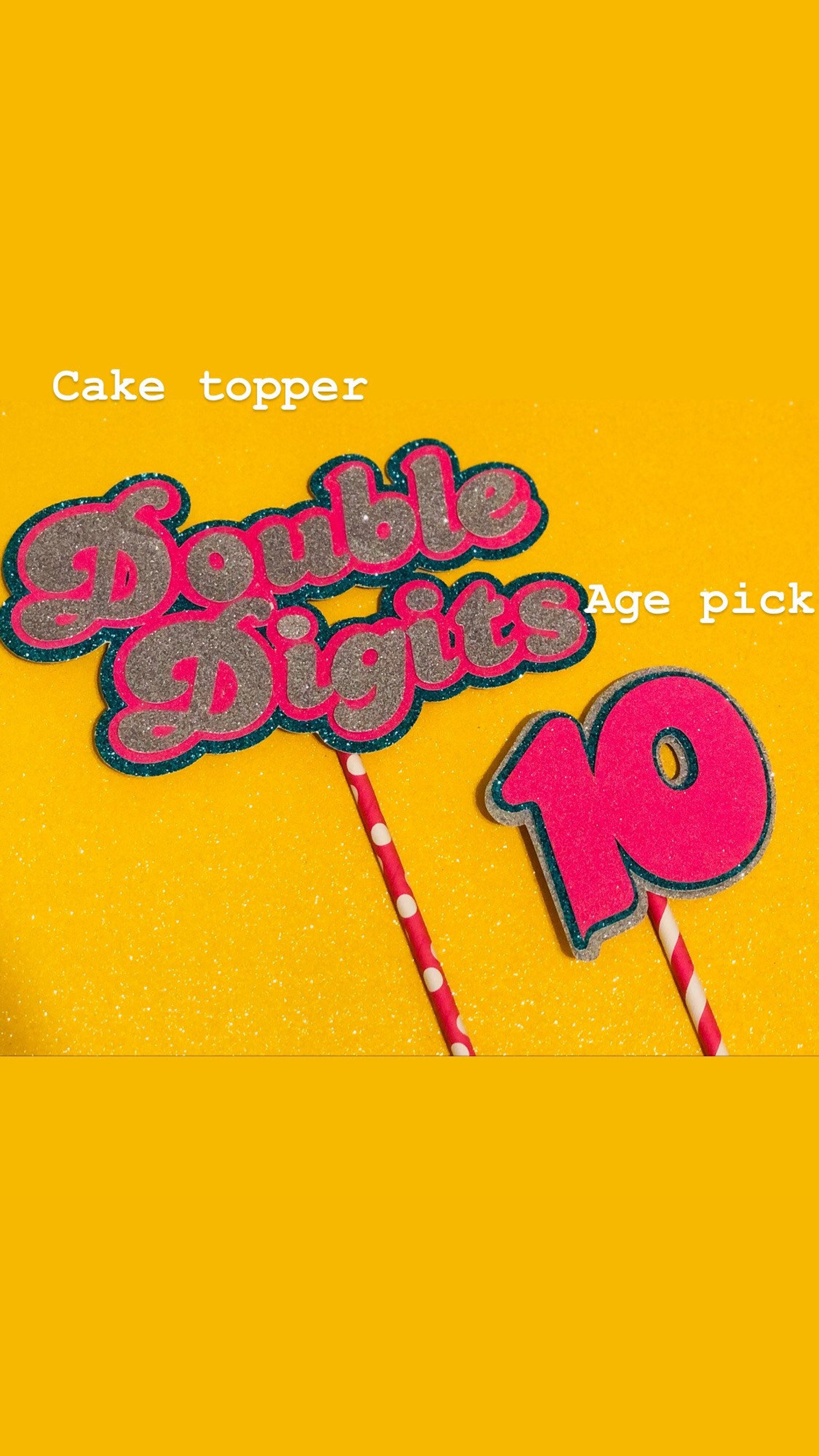 Double Digits Cake Topper, Ten Year Old Cake Topper, Tenth Birthday ...