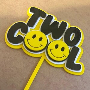 Two Cool Dude Topper, One Cool Dude, Smiley Face Cake Topper, One Happy ...