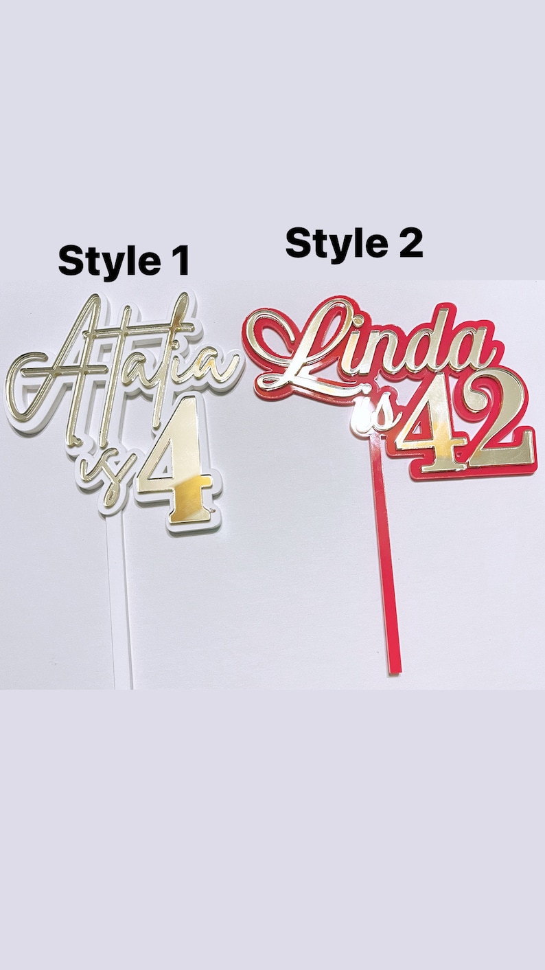 Name is Age Topper, Acrylic Double Layer Cake Topper, Custom Name Cake ...