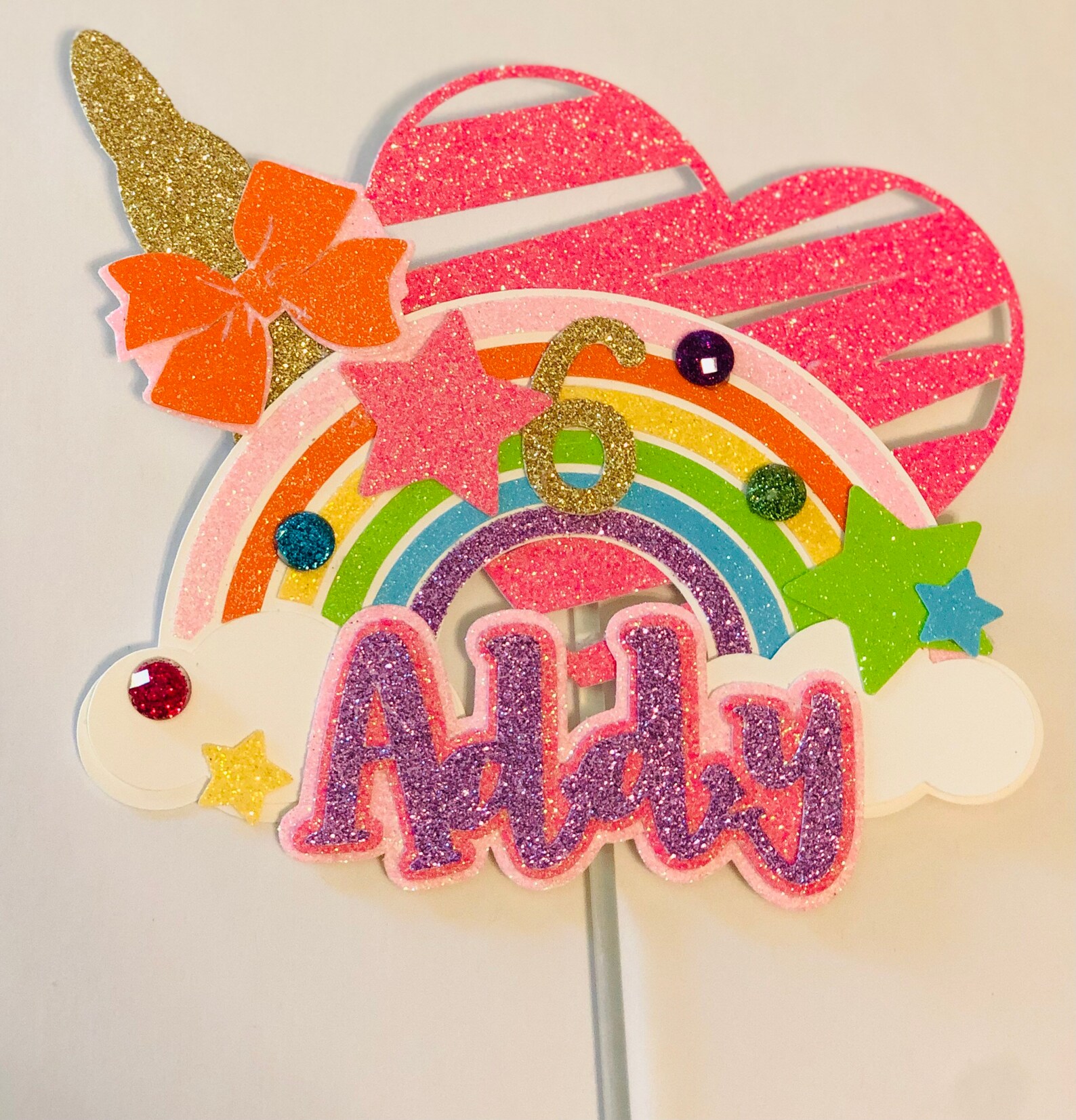 Bow Cake Topper Rainbow Cake Topper Jojo Bow Cake Topper - Etsy