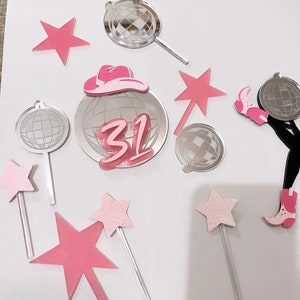 Disco Cowgirl Cake Topper, Disco Cowgirl Party Decor, Last Rodeo Cake ...