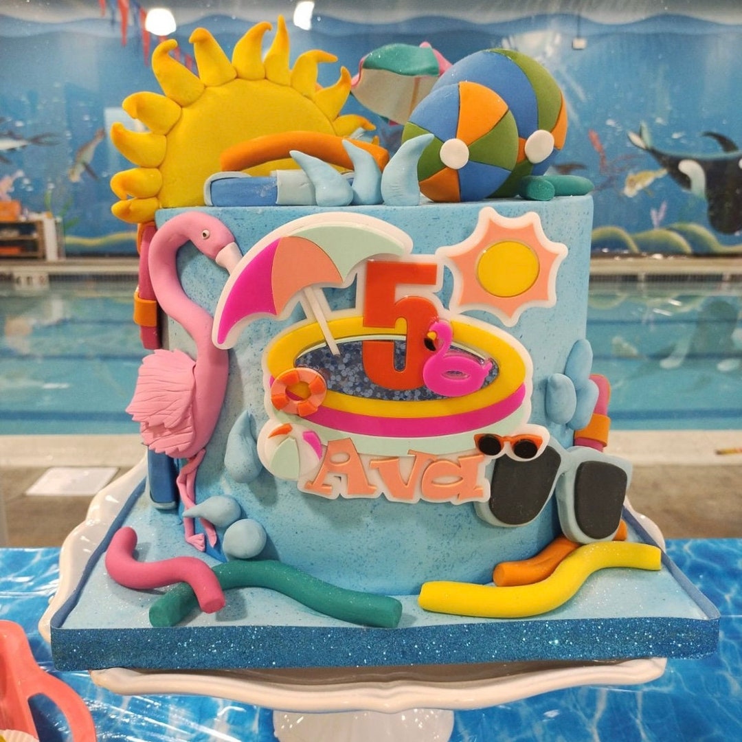 Pool Party Cake Topper, Swimming Cake Topper, Summer Cake Topper ...