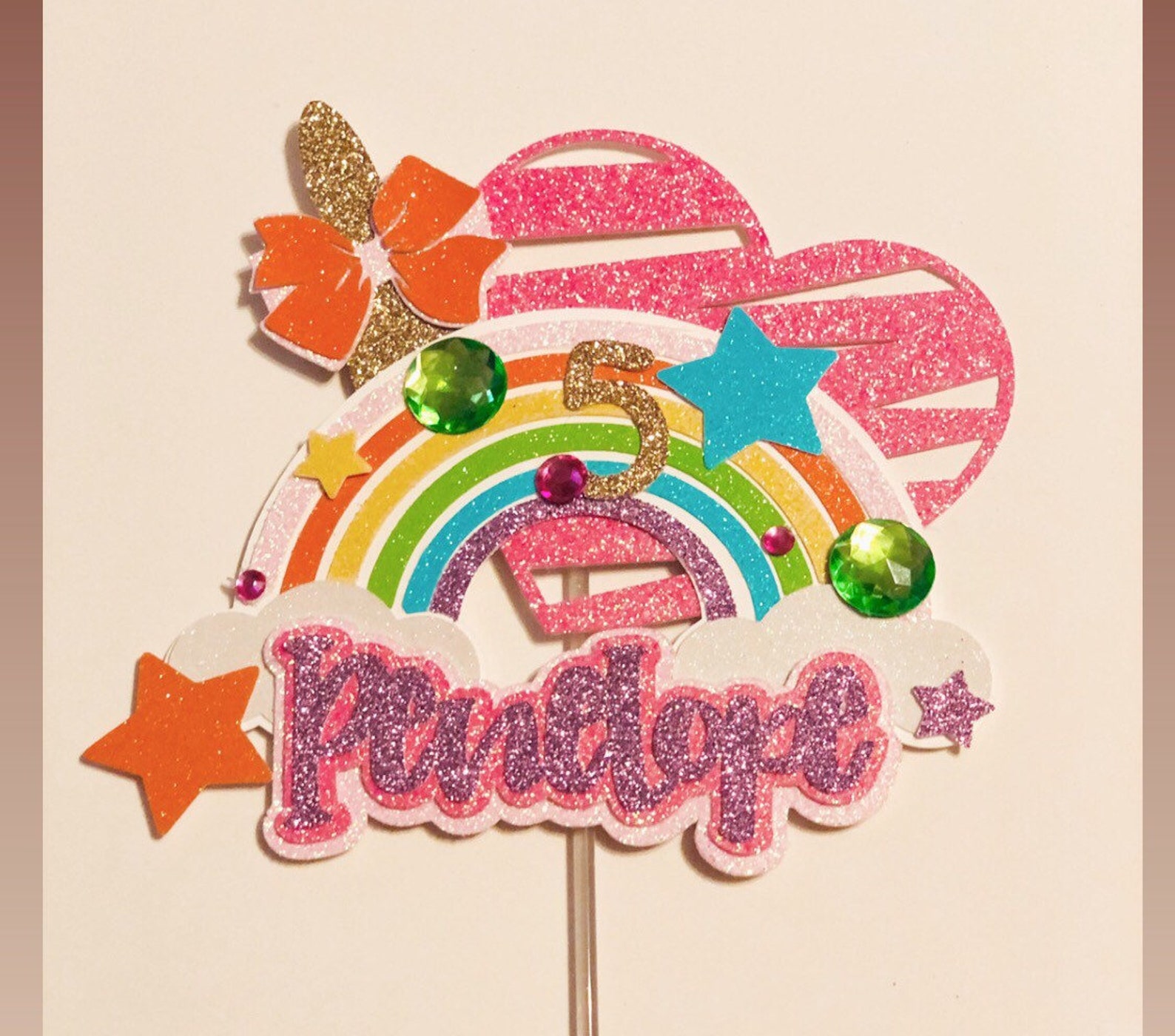 Bow Cake Topper Rainbow Cake Topper Jojo Bow Cake Topper - Etsy