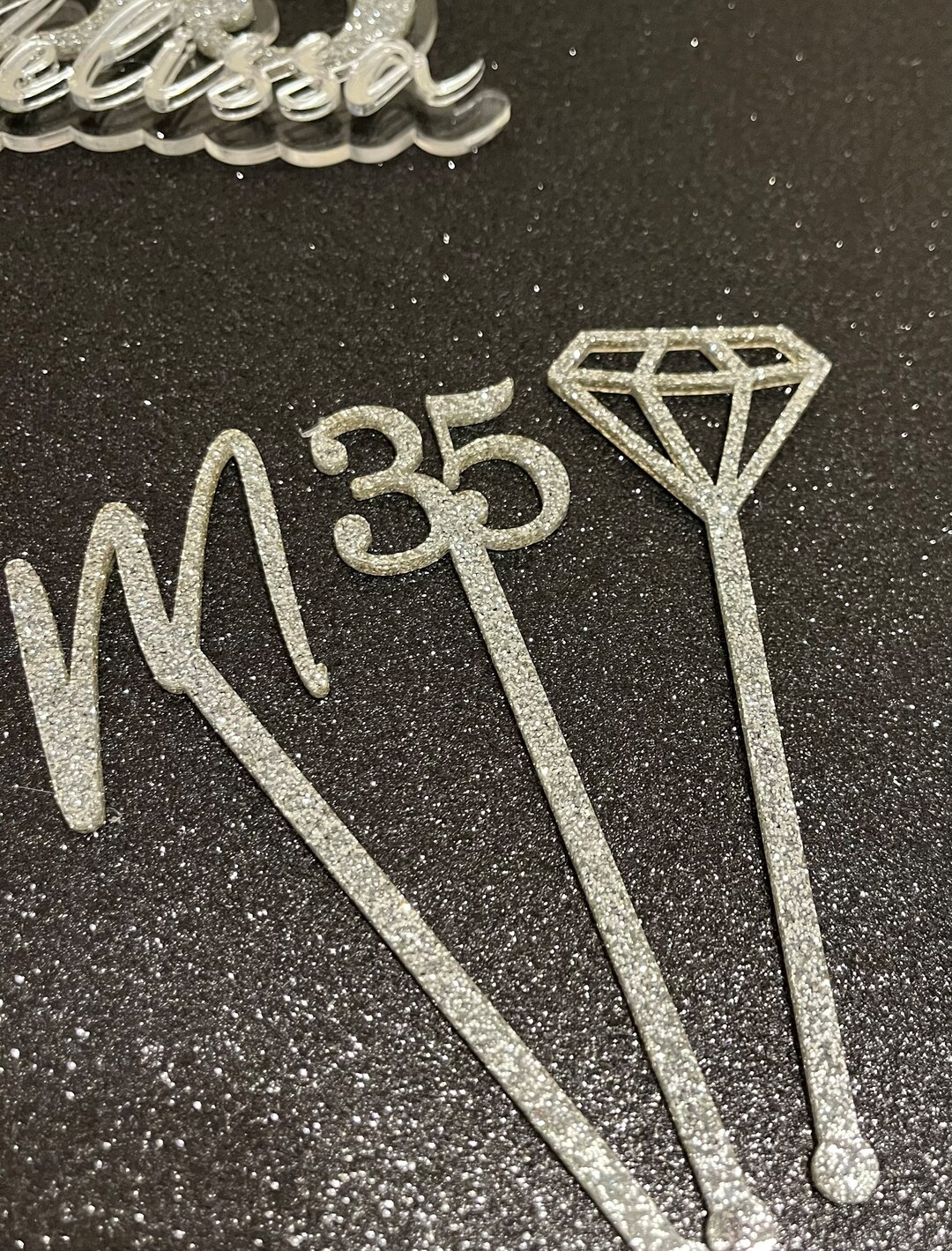 Personalized GLITTER Acrylic Drink Stirrers, Monogram Drink Stirrers ...