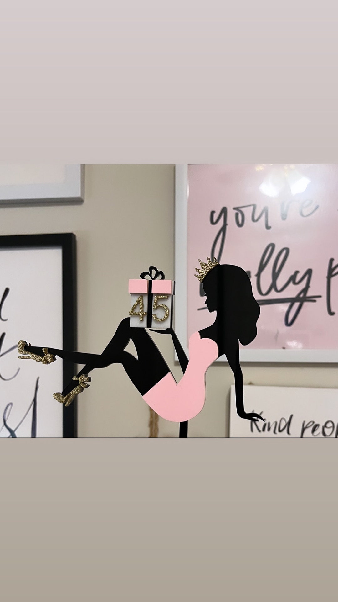 Acrylic Sitting Lady Cake Topper, Sitting Girl Cake Topper, 45th ...