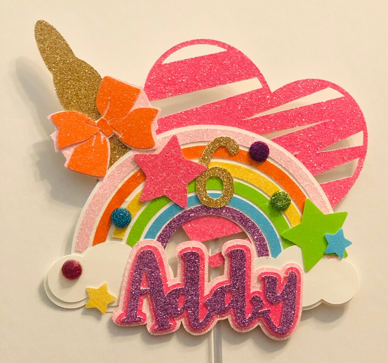 Bow Cake Topper Rainbow Cake Topper Jojo Bow Cake Topper - Etsy