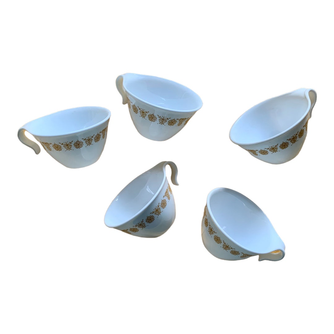 Vintage Corelle Stacking Tea Cups, Butterfly Floral Gold, Hook Handle ...