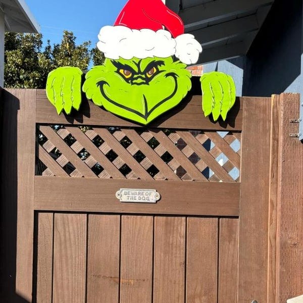 Grinch Fence Peeker - Etsy