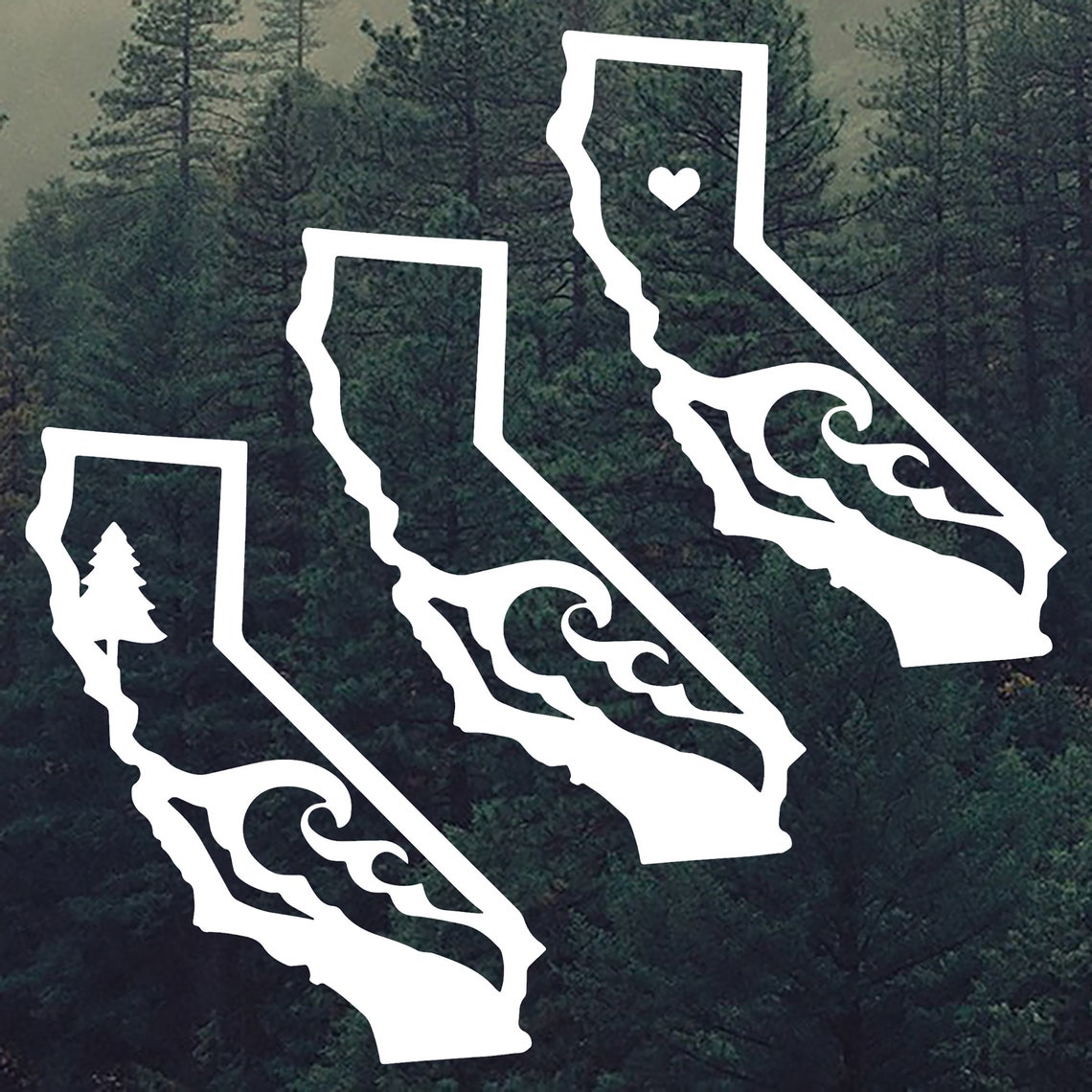 California Waves Vinyl Decal Bumper Sticker State of | Etsy