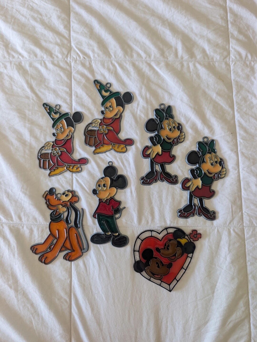 Vintage Stained Glass Disney Mickey Mouse, Minnie or Pluto. Bolo Tie or ...