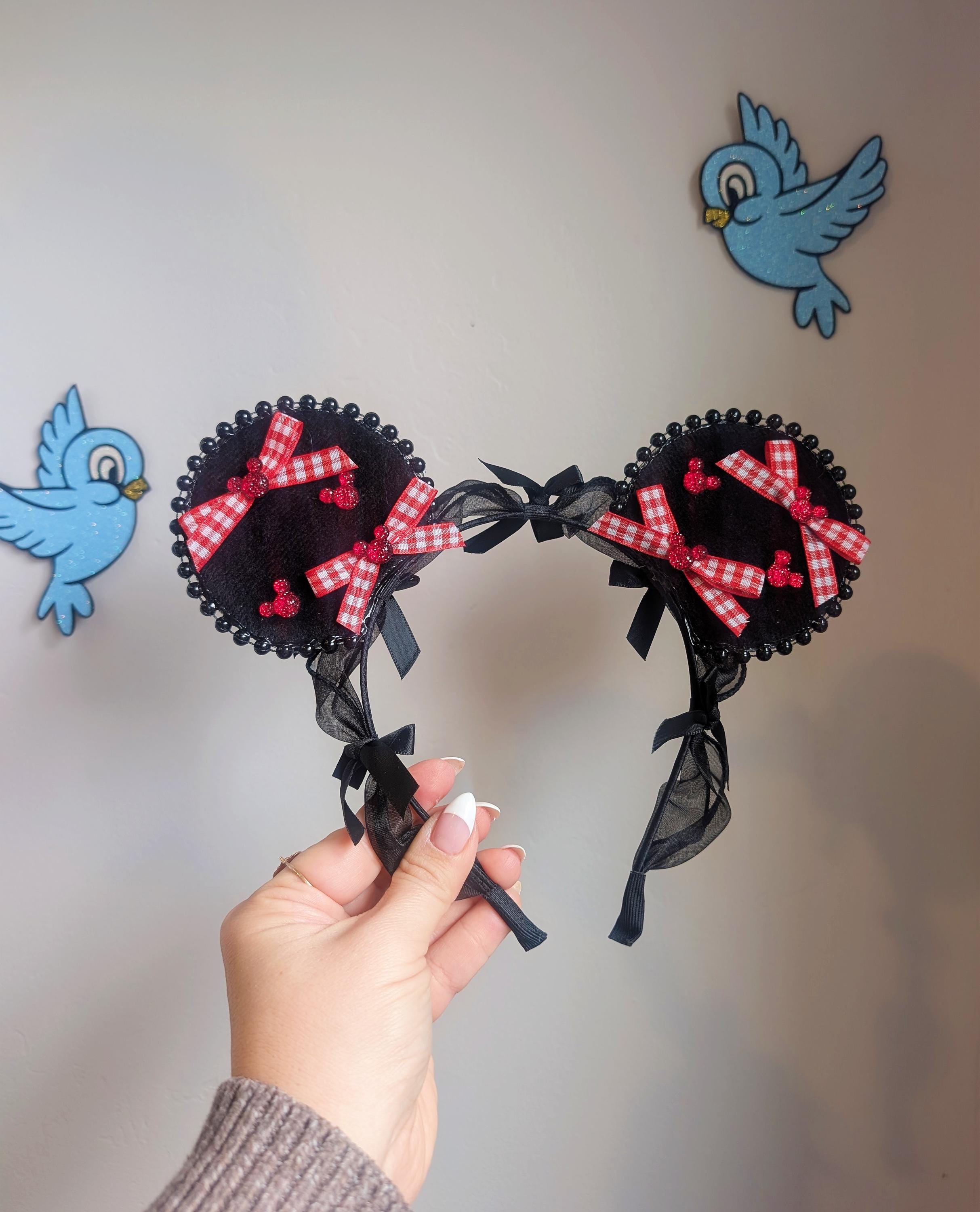 Cherry Mickey and Minnie Inspired Bow and Pearl Cottage Core Mickey ...