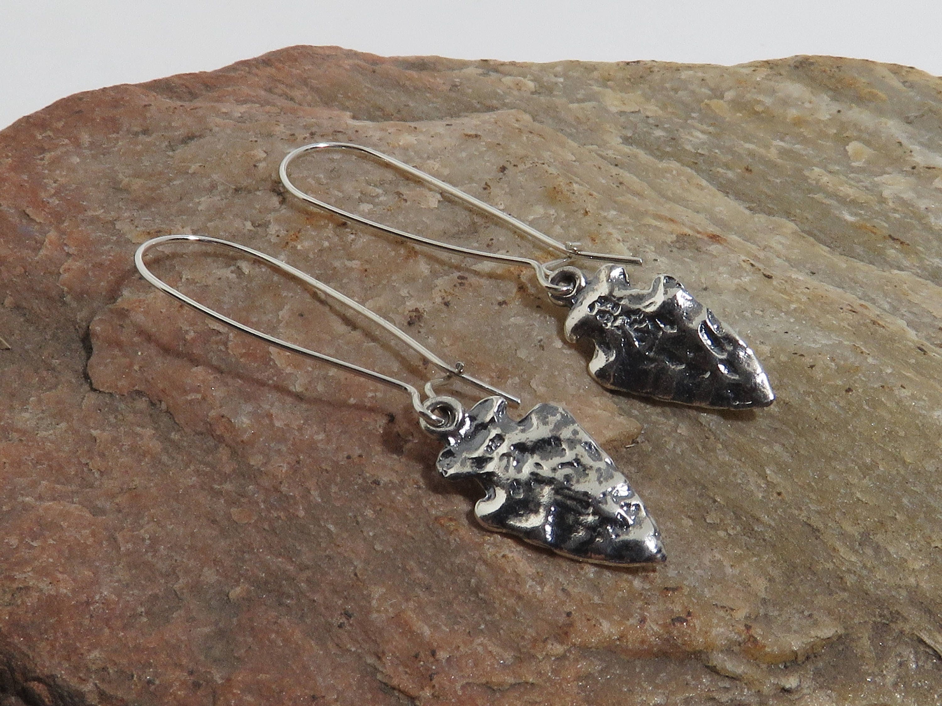 Silver Arrowhead Earrings Sterling Silver Arrowhead Dangles | Etsy