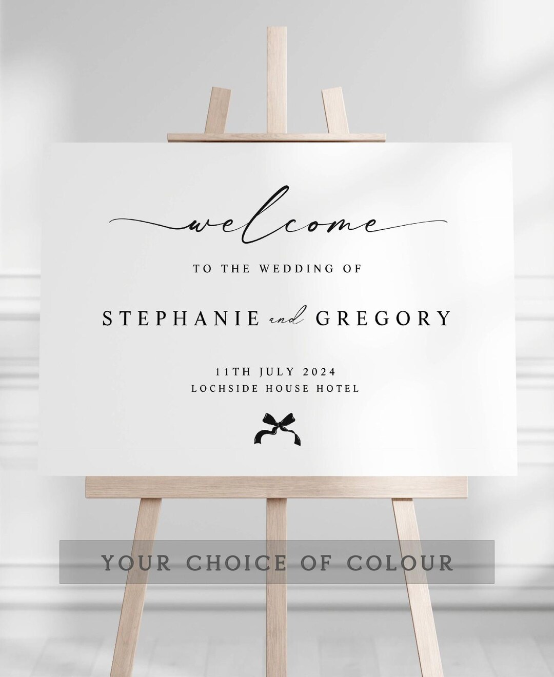 Printed Board Large Wedding Welcome Sign Ready to Use Ribbon Bow Detail ...