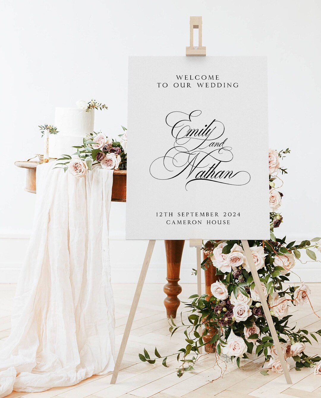 Custom Wedding Welcome Sign With Calligraphy Style Detail Custom Choose ...