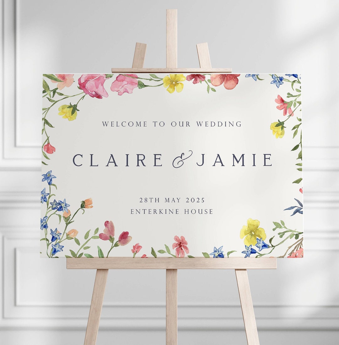 Wildflower Welcome Sign A0 A1 A2 A3 Printed Board Colourful Floral ...