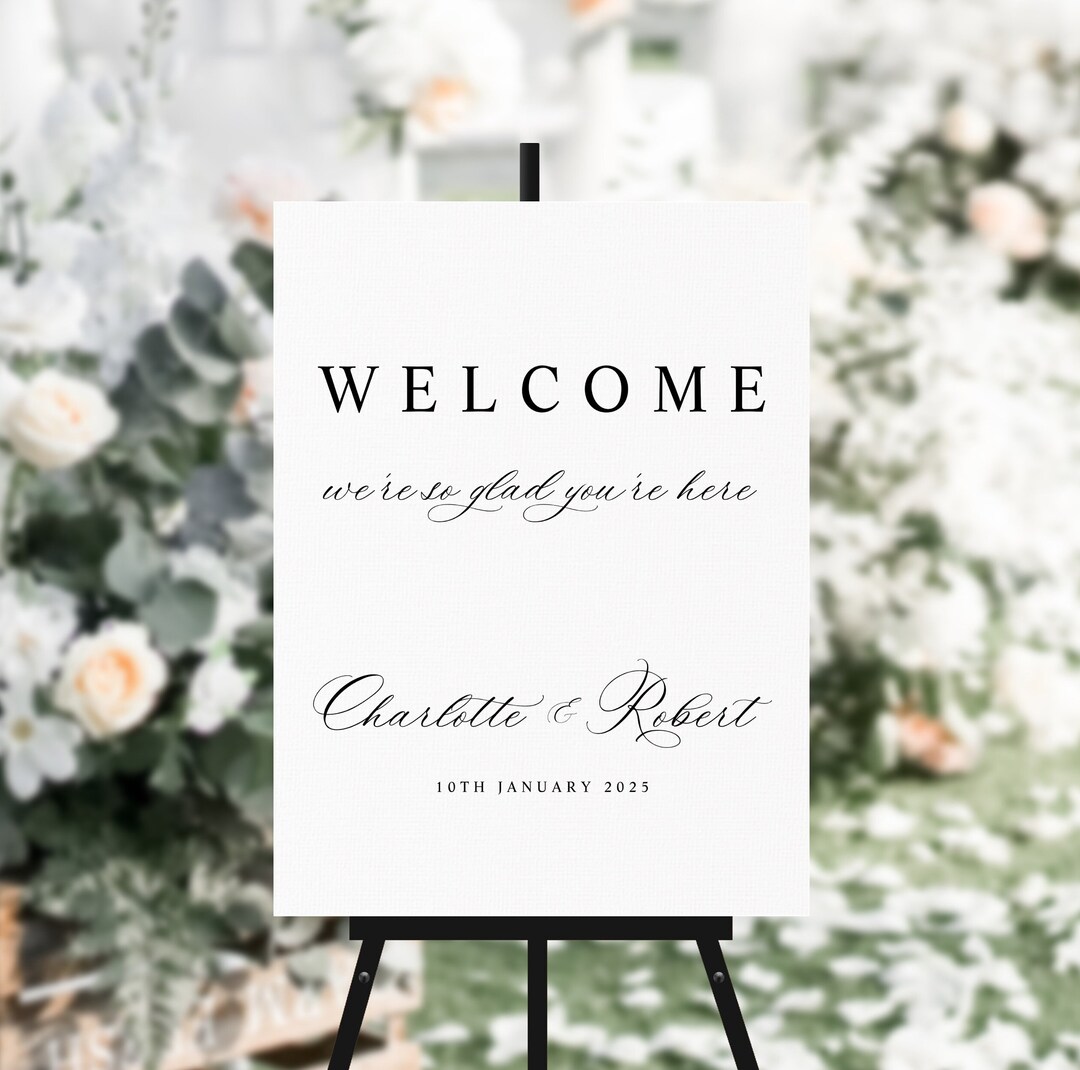 Calligraphy Style Wedding Welcome Sign Printed A0 A1 A2 A3 Wedding Sign ...