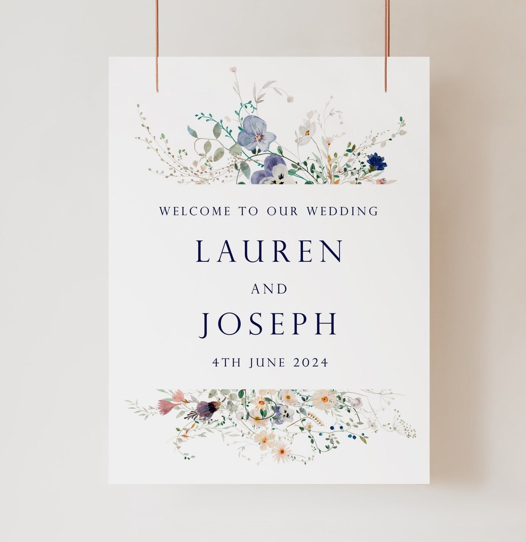 Wildflower Wedding Welcome Sign, Printed A0 A1 A2 A3 Wedding Sign ...