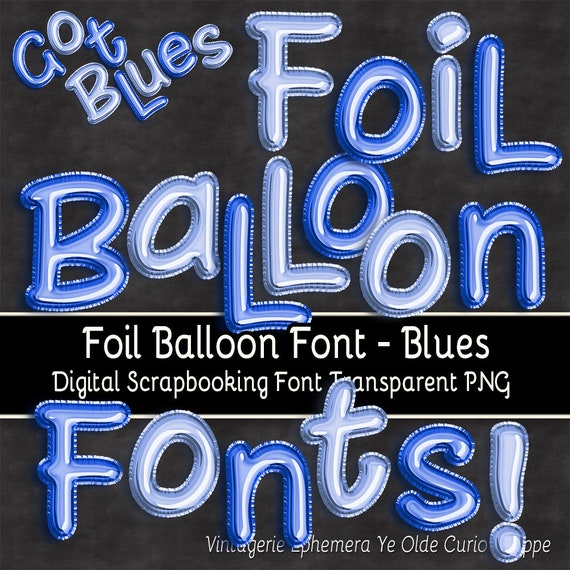 BLUE Foil Balloon Font PNG Clipart Upper/Lower Case | Etsy